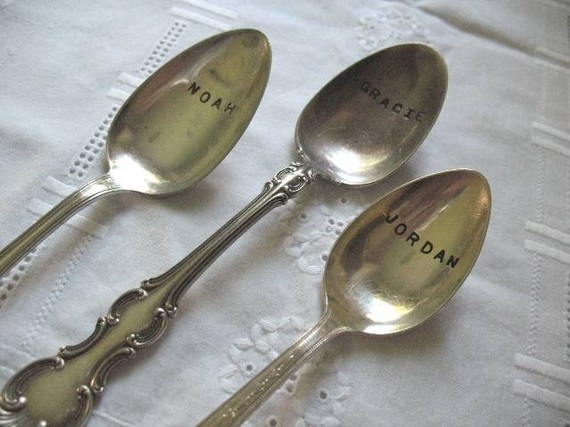 Vintage Silverware Hand Stamped Personalized Spoons as Favors