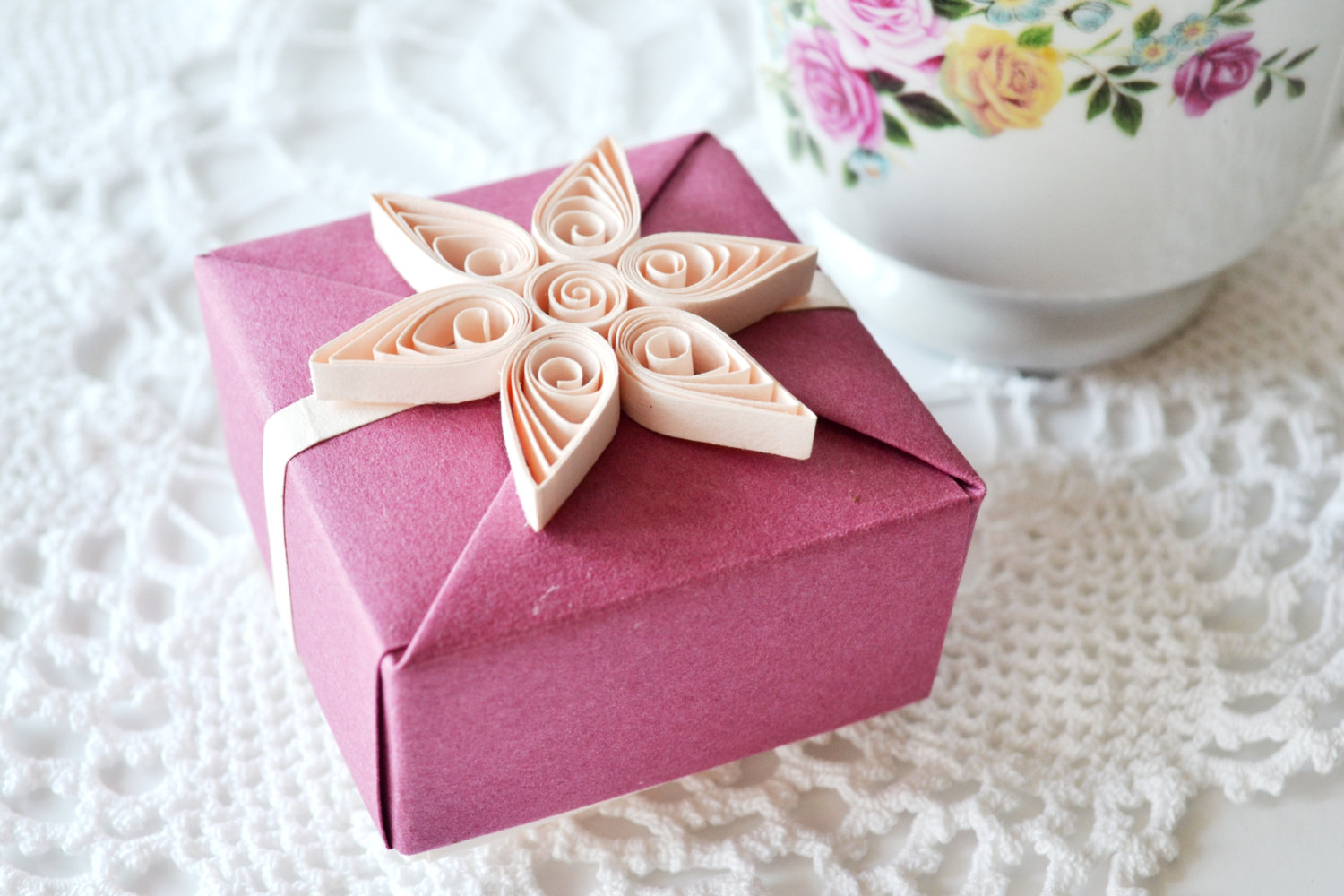 Pink and Plum Bridesmaids Gift Box with Gift Tag, Will You Be My ...