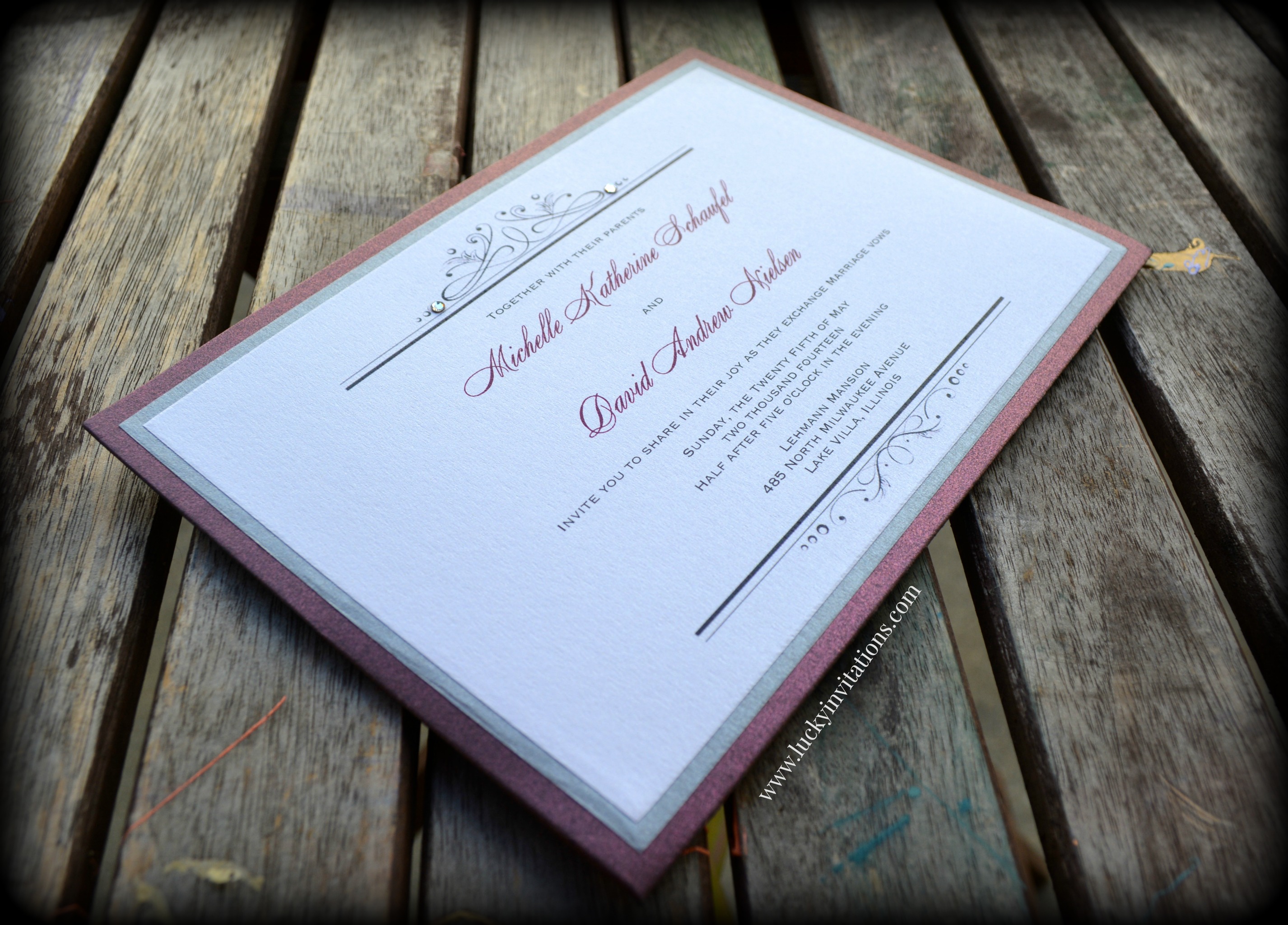 Purple Panel Pocket Invitation