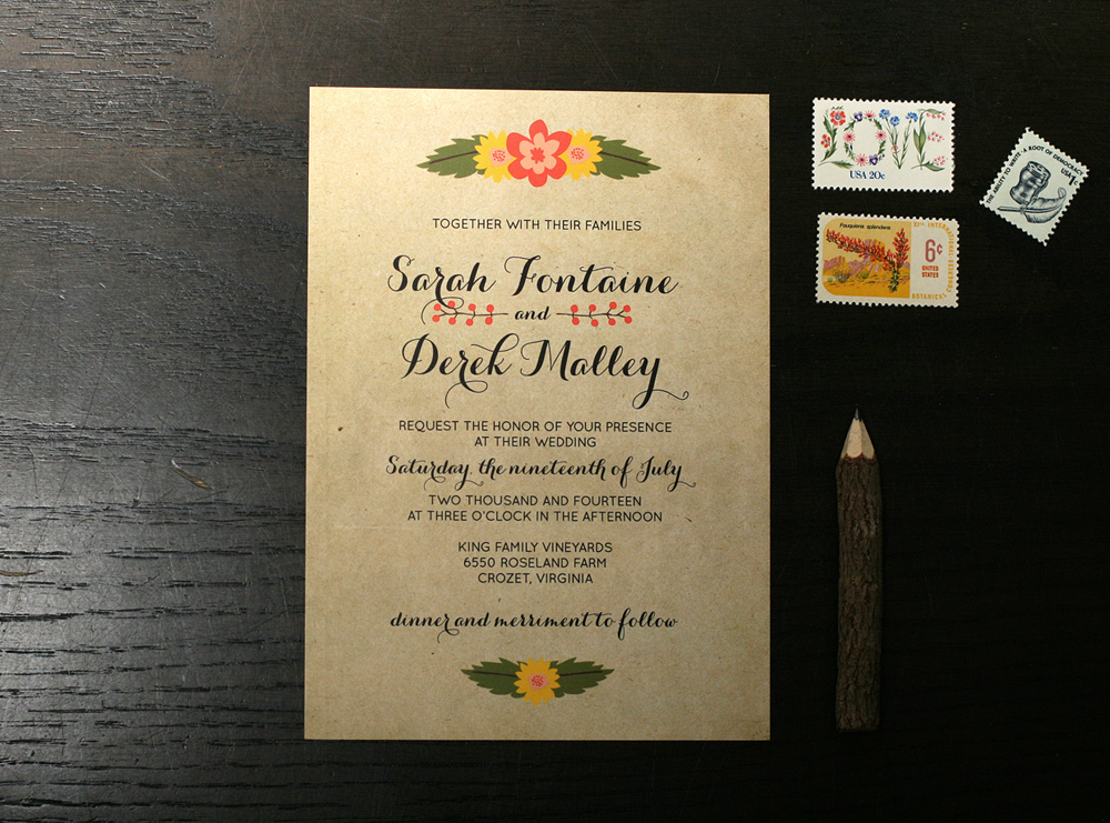 Rustic Floral Wedding Invitation