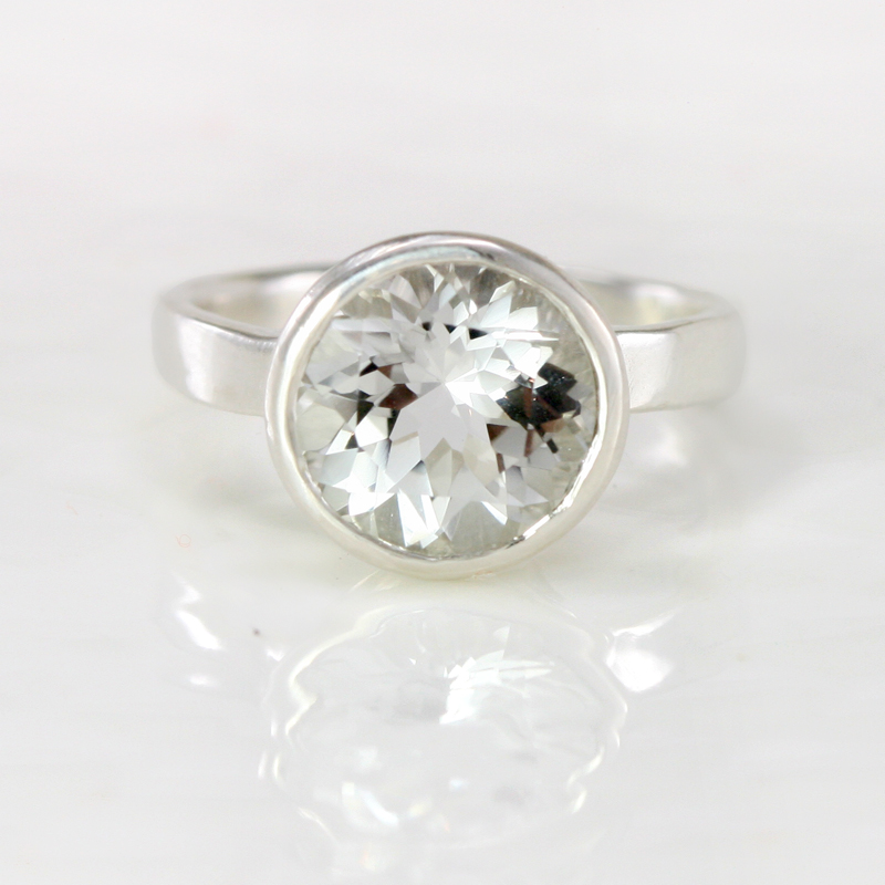 White Topaz and Sterlng Silver Bezel Ring