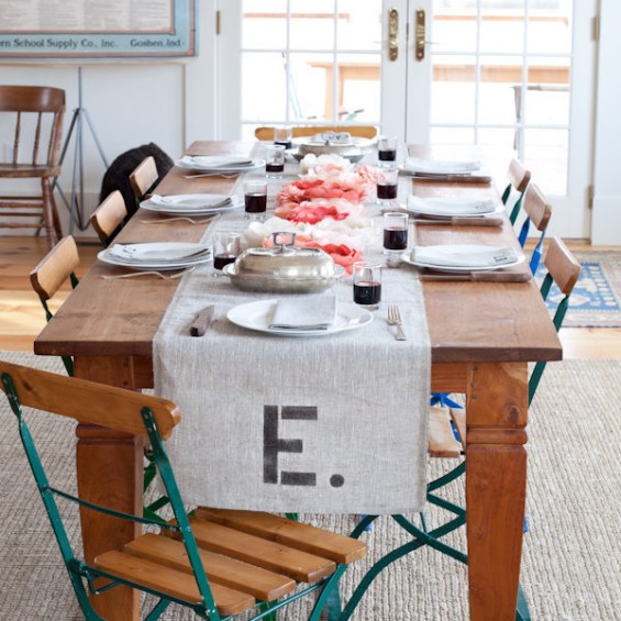 Monogrammed Burlap Table Runner | Emmaline Bride