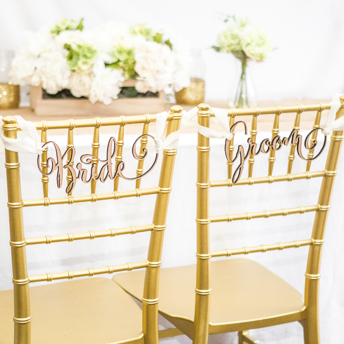 Chair Signs for Bride and Groom | Emmaline Bride
