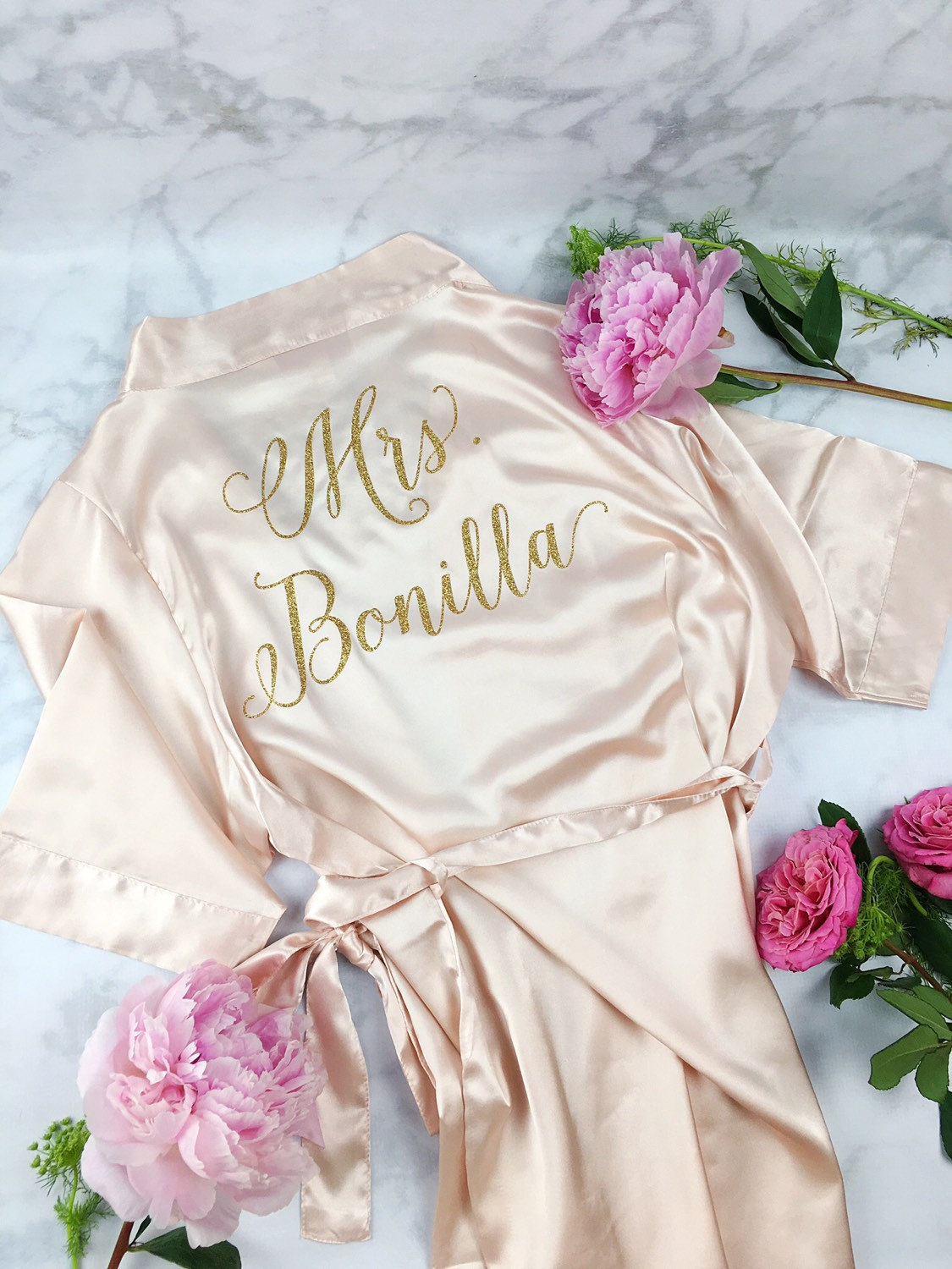 Personalized Bride Robe for Wedding Day Getting Ready | Emmaline Bride
