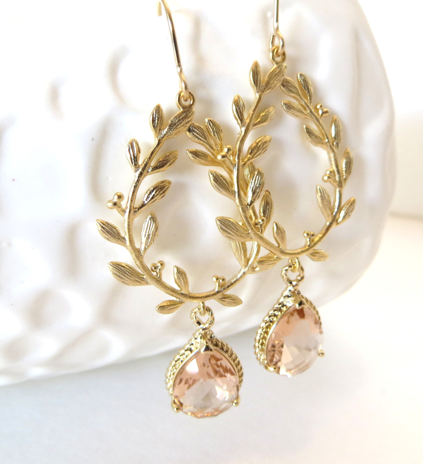 Gold Laurel Wreath Earrings Bridal | Emmaline Bride Wedding Blog