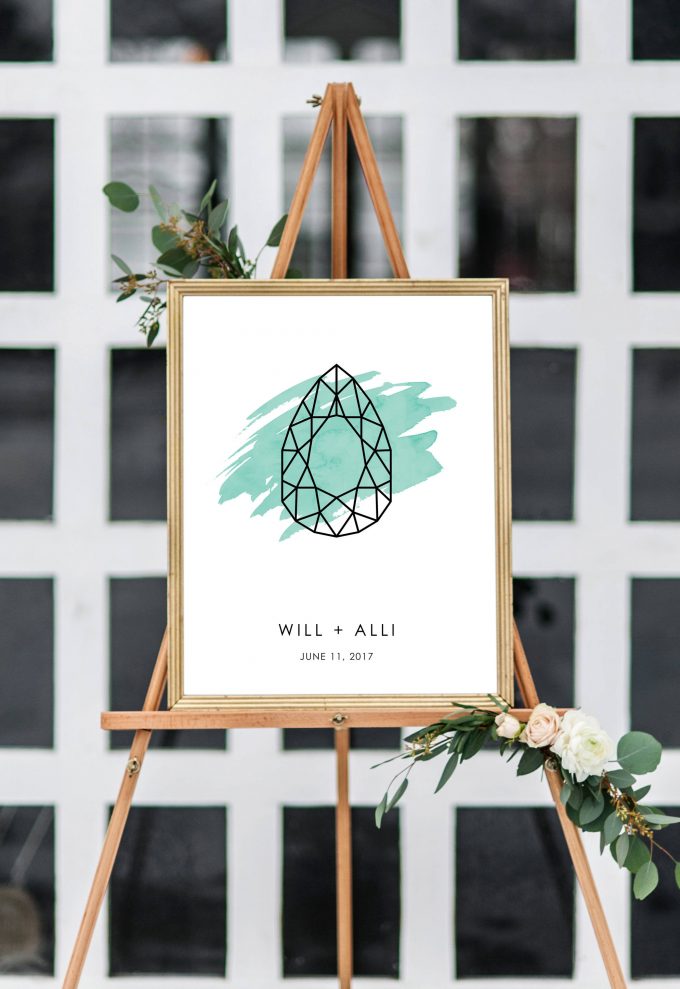 Modern Wedding Welcome Sign with Diamond Shapes | Emmaline Bride®