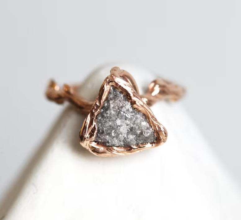 Raw Stone Engagement Rings on Etsy for Non-Traditional Brides