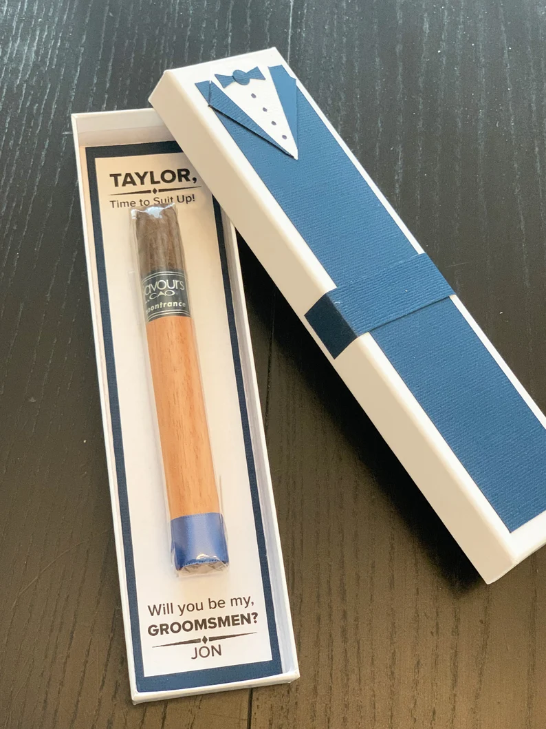 Groomsman Cigar Box: "Be My Groomsman" Box with Cigar Inside