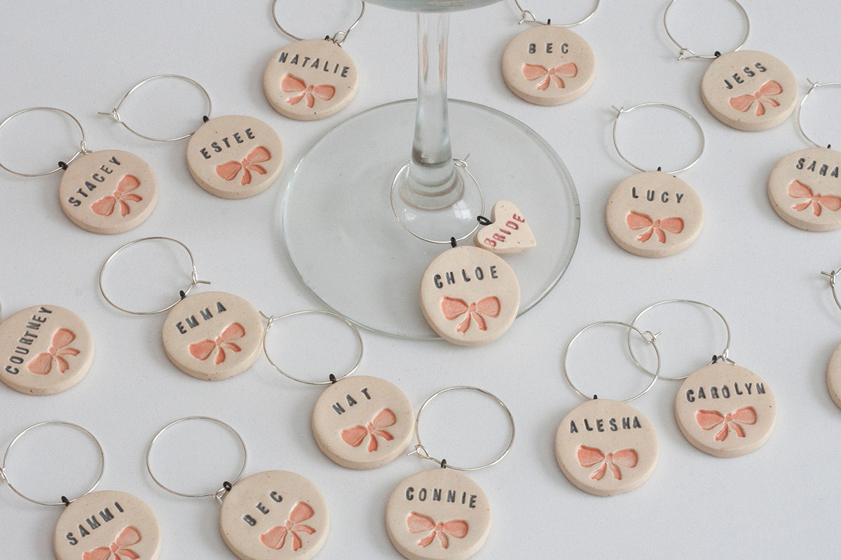 Wine Glass Tags with Names (Custom + Handmade!) | Emmaline Bride®