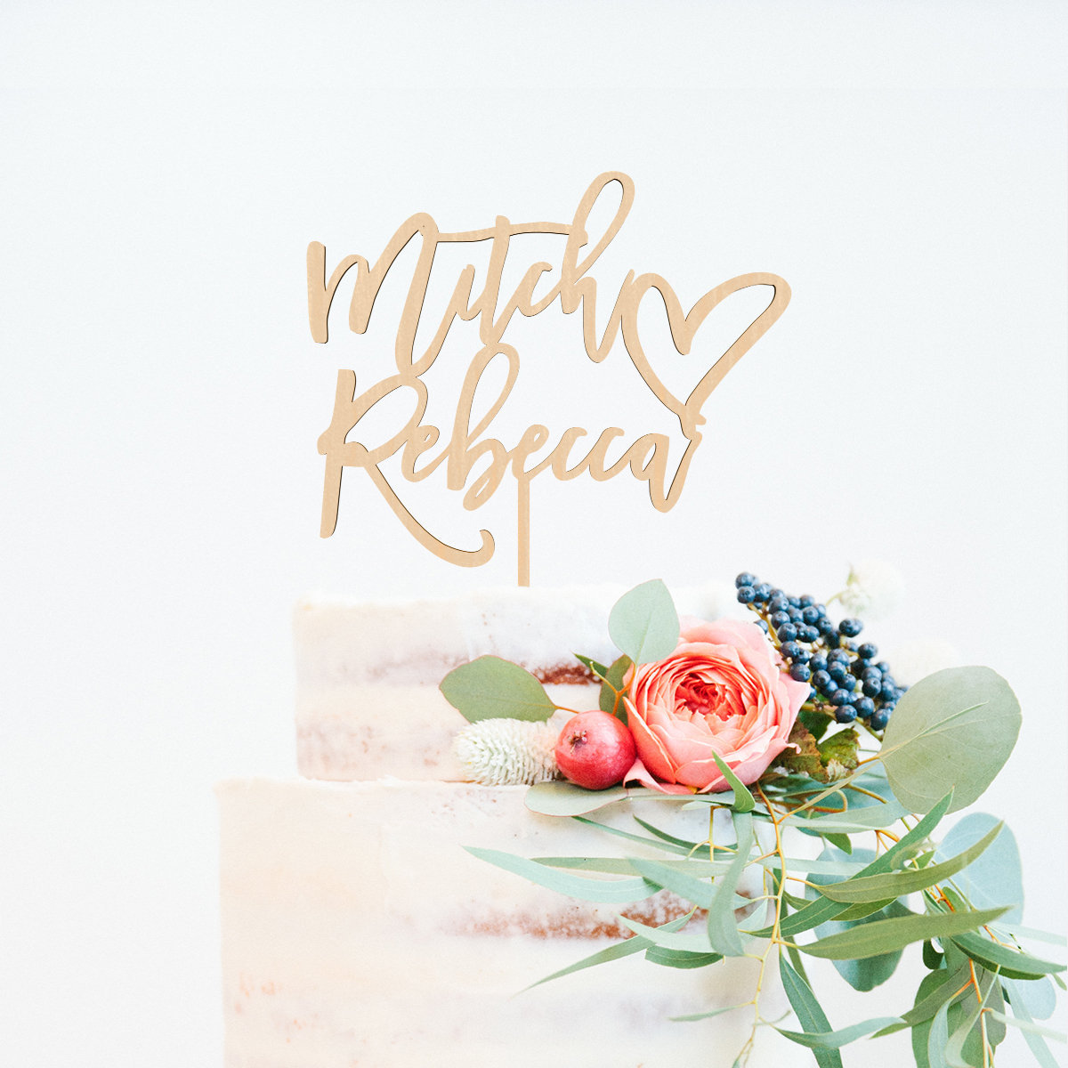 Wedding Cake Topper with Names -- Laser Cut Toppers | Emmaline Bride