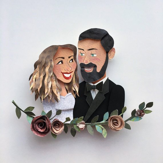 Paper Bride and Groom Art -- Handmade-a-Day | Emmaline Bride