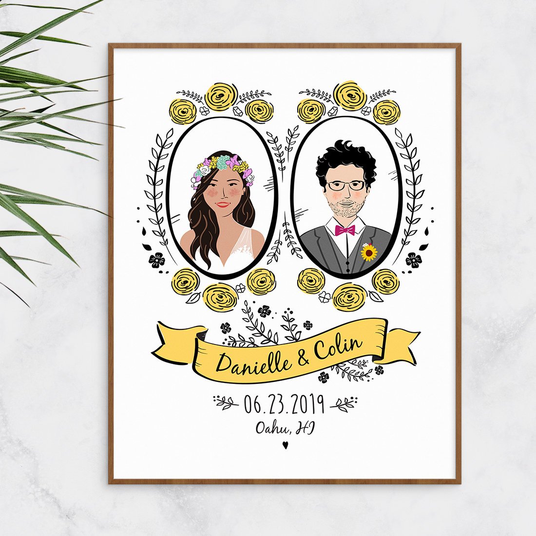This Custom Couple Illustration Makes a Fun Gift for Weddings
