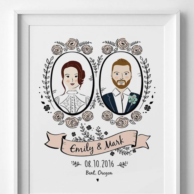 This Custom Couple Illustration Makes a Fun Gift for Weddings