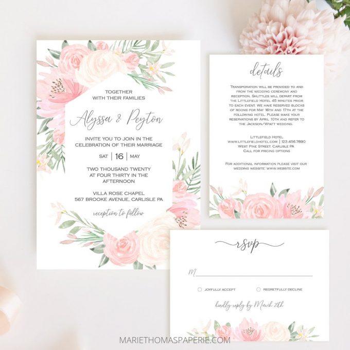 Printable Wedding Invitations: Edit + Print 'Em Out! - Easy Templates
