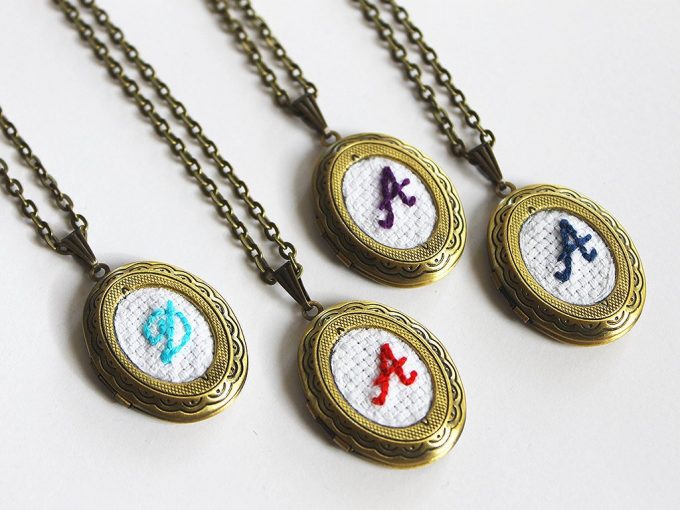 Monogram Locket: Embroidered Necklaces for Bridesmaids