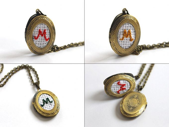 Monogram Locket: Embroidered Necklaces for Bridesmaids