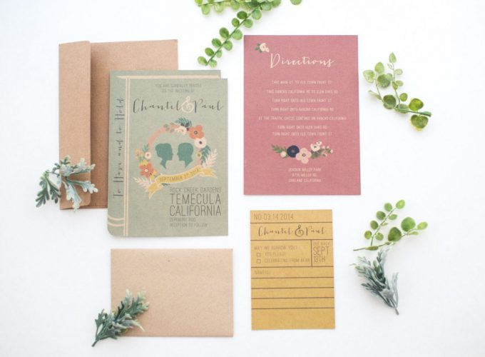 Book Wedding Invitations with Library Card RSVP | Emmaline Bride