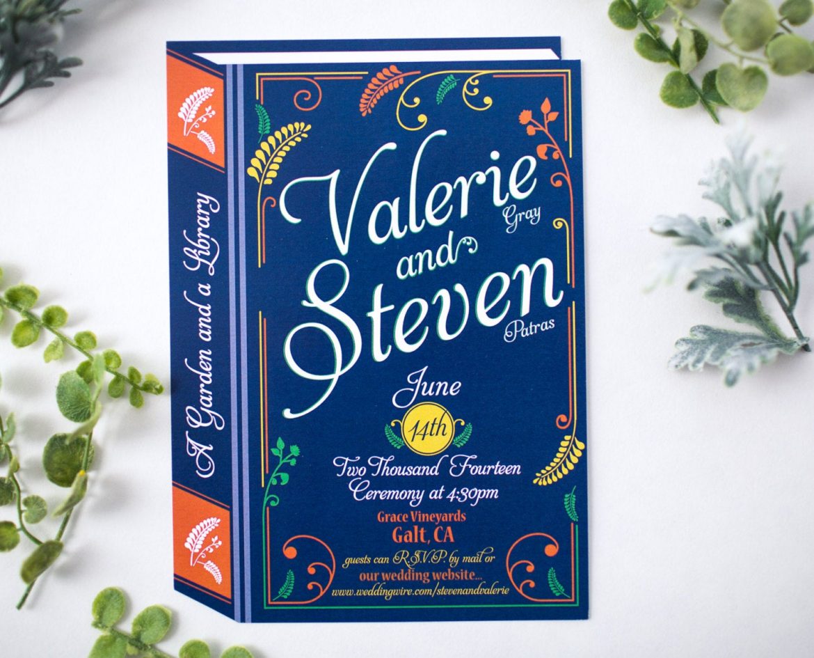 Book Wedding Invitations with Library Card RSVP | Emmaline Bride