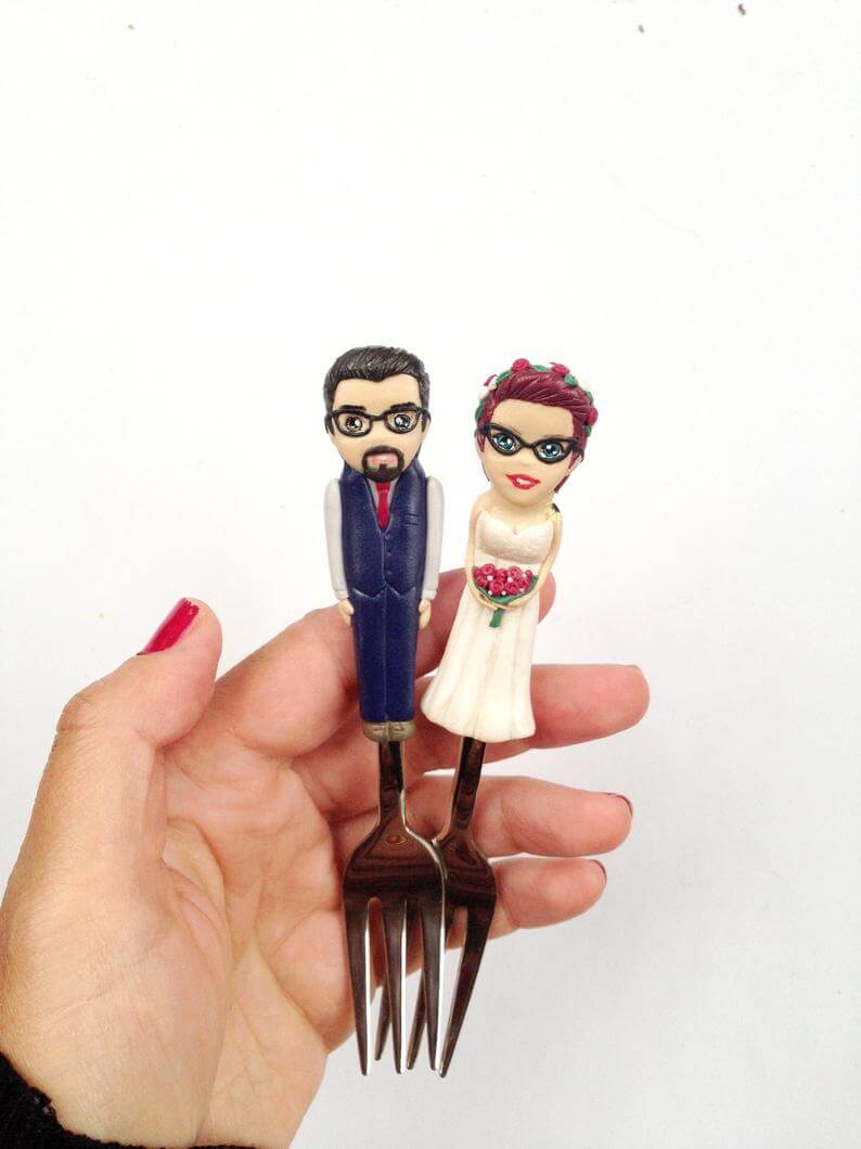 Custom Wedding Forks + Cake Topper... In One! | Emmaline Bride