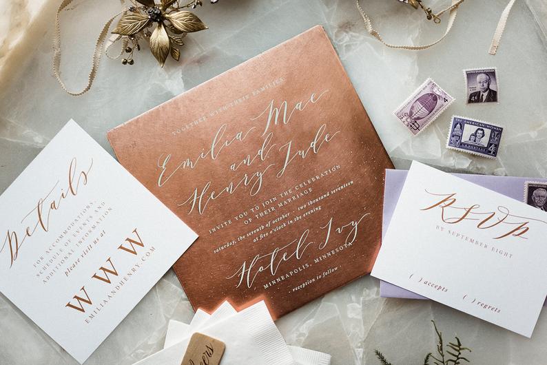 This Copper Wedding Invitation is a 7-Year Gift Idea | Emmaline Bride ...
