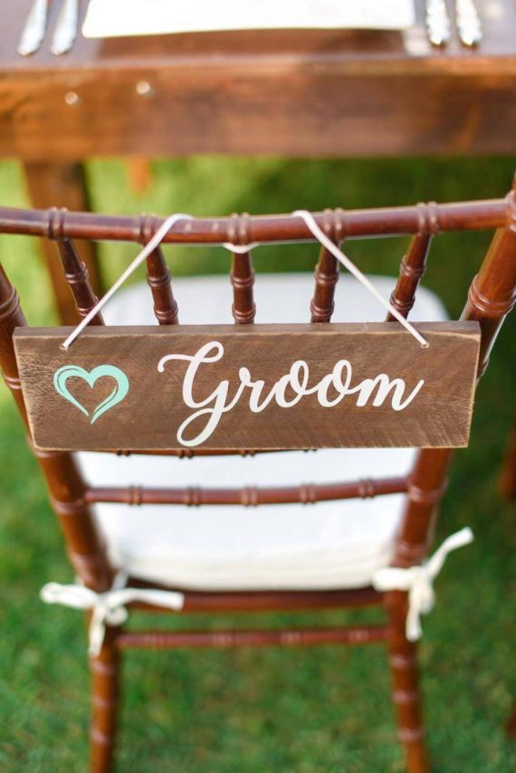 Rustic Bride and Groom Chair Signs | Emmaline Bride Wedding Blog