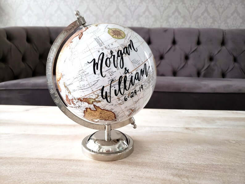 Globe Guest Book: "Our Adventure Begins" Wedding Idea | EmmalineBride