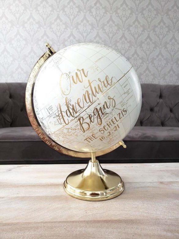 Globe Guest Book: "Our Adventure Begins" Wedding Idea | EmmalineBride