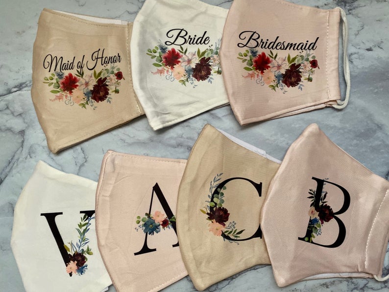 Wedding Party Face Masks for Bridesmaids + Groomsmen to Wear