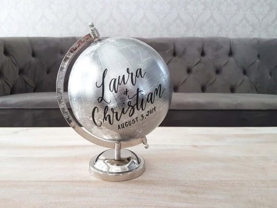 Globe Guest Book: "Our Adventure Begins" Wedding Idea | EmmalineBride