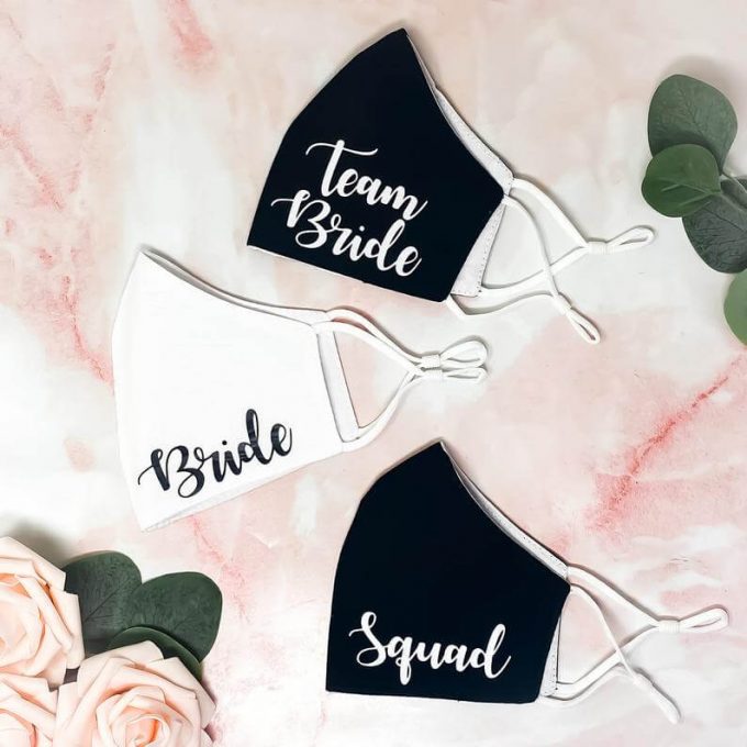 Wedding Party Face Masks for Bridesmaids + Groomsmen to Wear