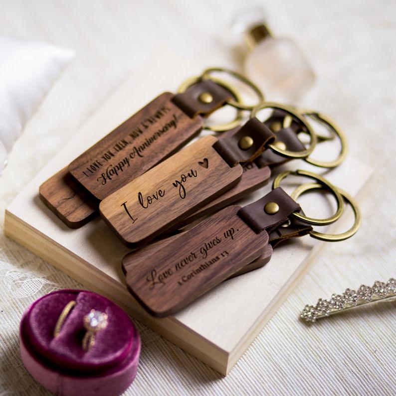 Wood Anniversary Key Chain Gift (5th Wedding Anniversary)