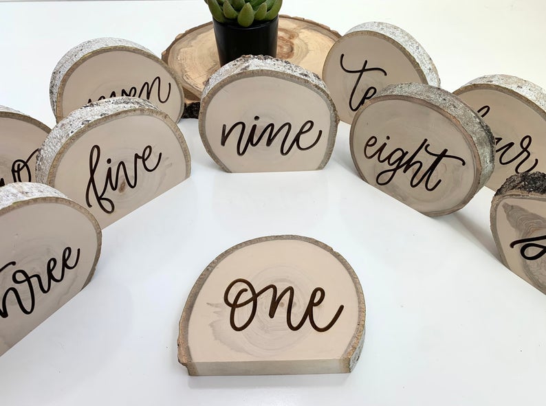 Wood Log Slice Table Numbers for Rustic Wedding - Reception