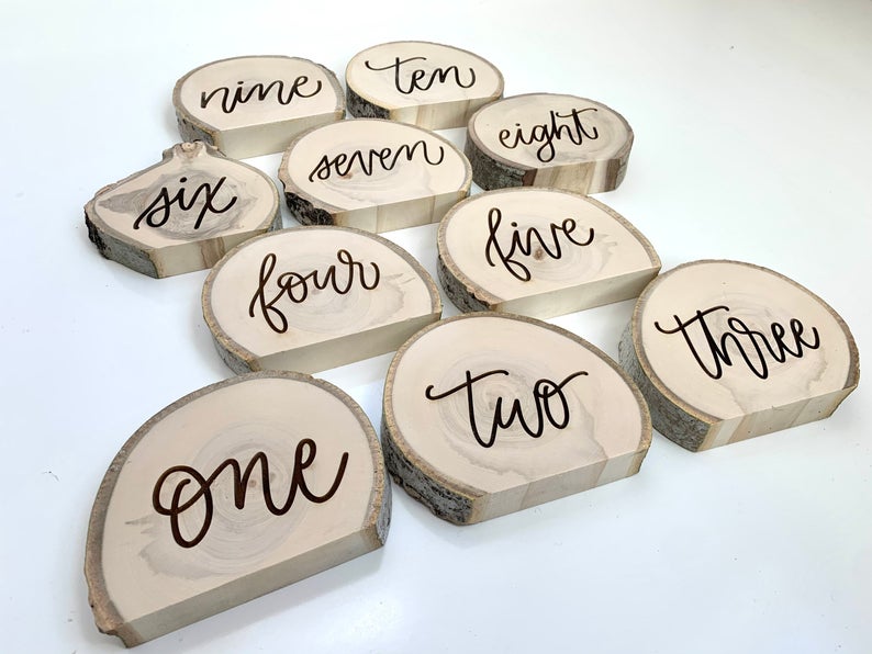 Wood Log Slice Table Numbers for Rustic Wedding - Reception