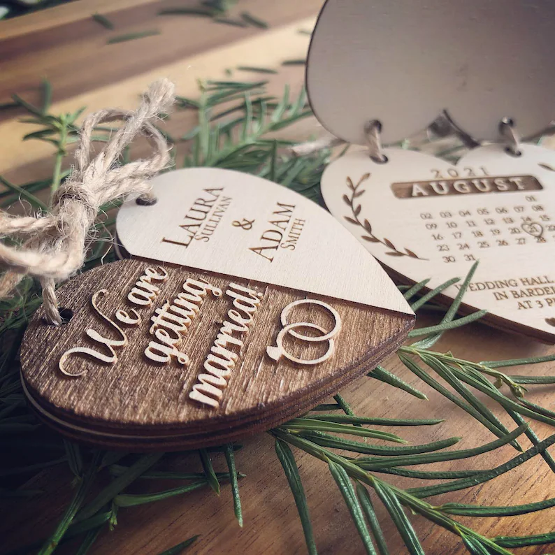Wood Heart Wedding Invites | Emmaline Bride Wedding Blog