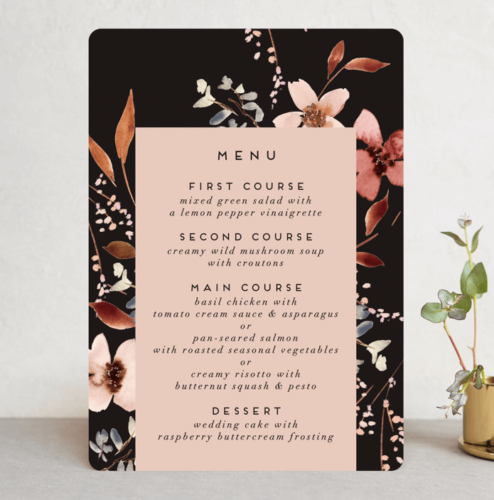Here's EXACTLY What to Put on Wedding Menu Cards