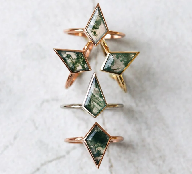 The 7 Most Beautiful Moss Agate Rings on Earth | Emmaline Bride