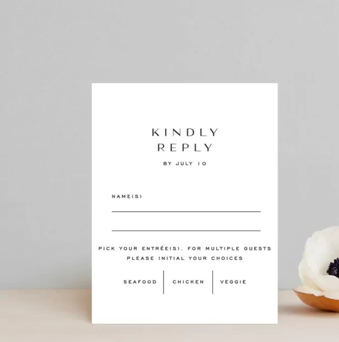 Wedding RSVP Cards with Meal Choice: Online or Mail, Easily!