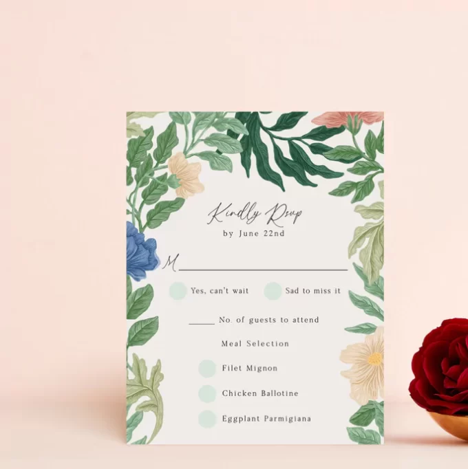 Wedding RSVP Cards with Meal Choice: Online or Mail, Easily!