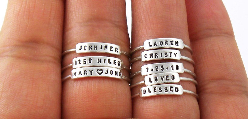 Tiny Personalized Rings for Bridesmaids | Emmaline Bride