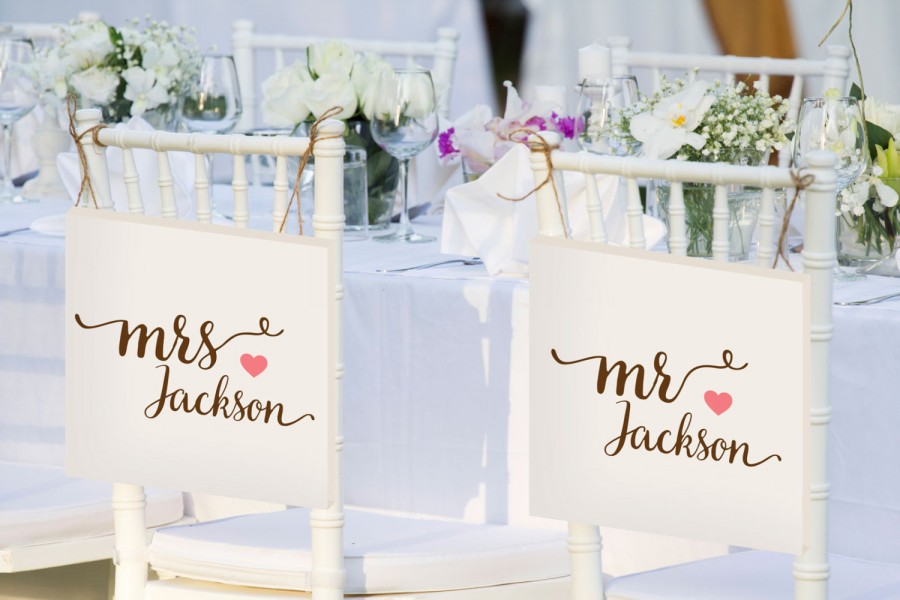 Bride and Groom Chair Signs: 42 Handmade Wedding Ideas
