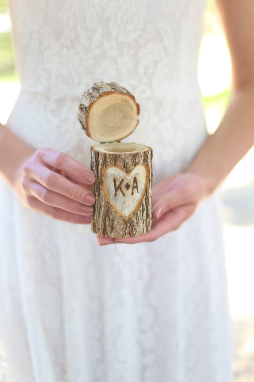 Tree Ring Box with Carved Initials | Emmaline Bride