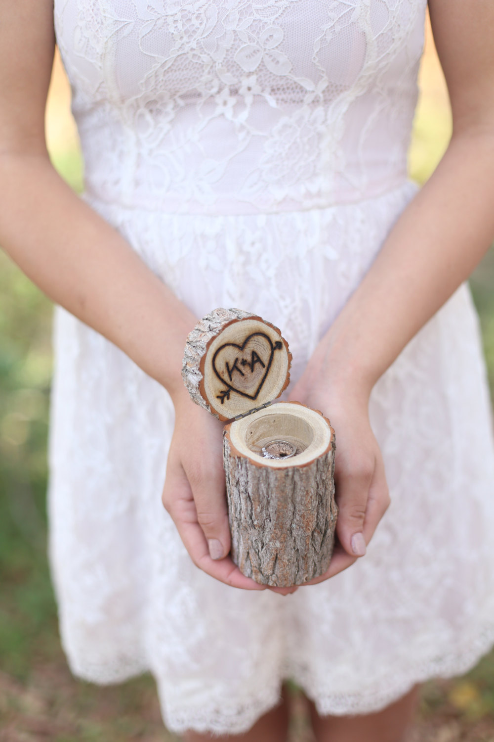 Tree Ring Box with Carved Initials | Emmaline Bride