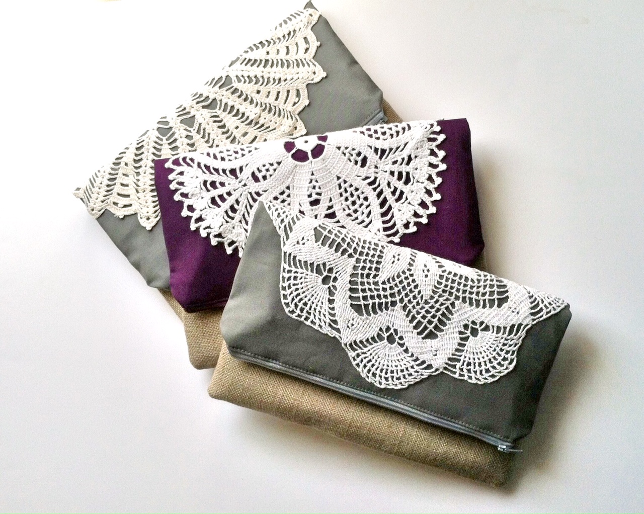 Lace Fold Over Purses from Juneberry Stitches at EB